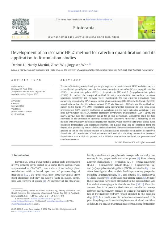 (PDF) Development of an isocratic HPLC method for catechin quantification and its application to ...