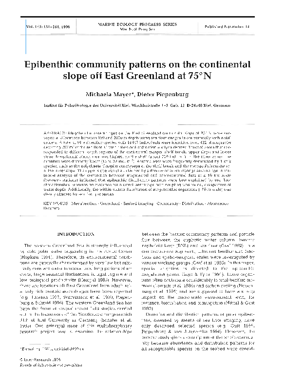 (PDF) Epibenthic community patterns on the continental slope off East ...