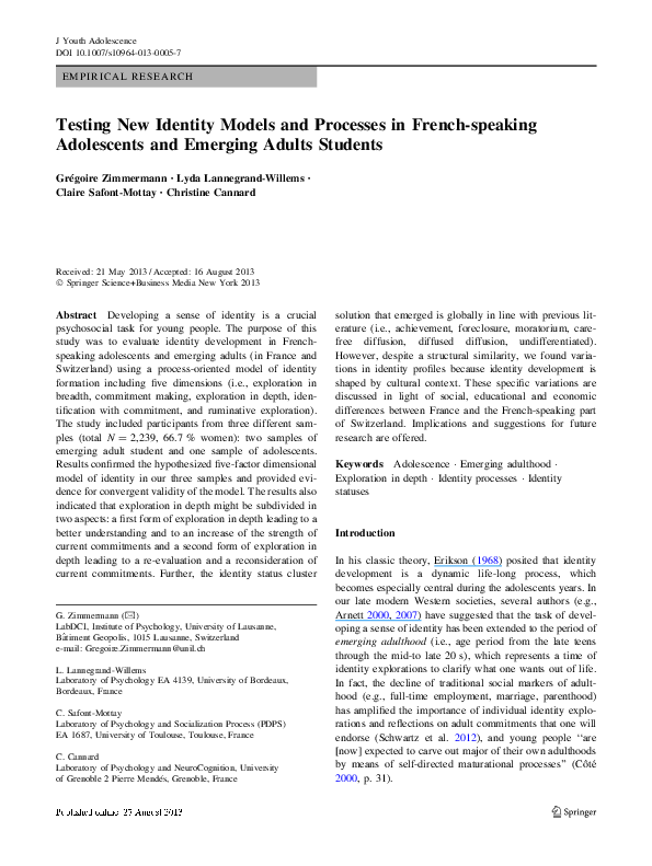 (PDF) Testing New Identity Models and Processes in French-speaking ...