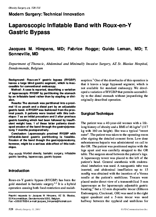 (PDF) Laparoscopic Inflatable Band with Roux-en-Y Gastric Bypass