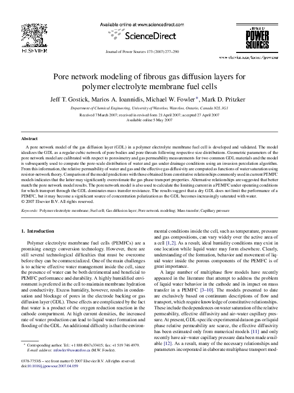 (PDF) Pore network modeling of fibrous gas diffusion layers for polymer electrolyte membrane ...