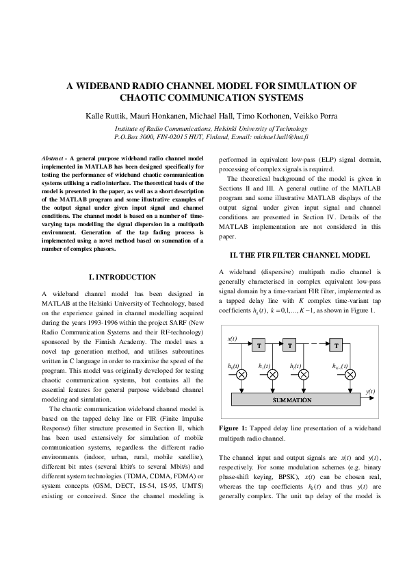 (PDF) A wideband radio channel model for simulation of chaotic ...