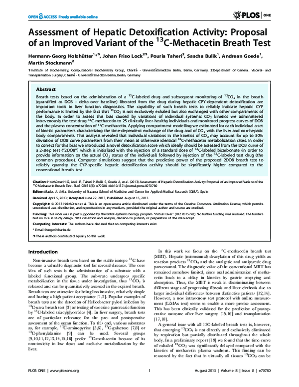 (PDF) Assessment of Hepatic Detoxification Activity: Proposal of an ...