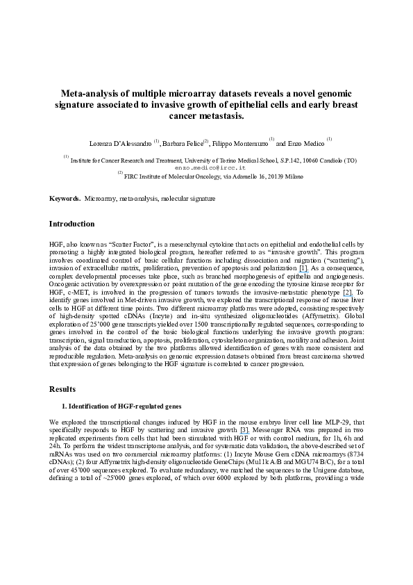 (PDF) Meta-analysis of multiple microarray datasets reveals a common ...