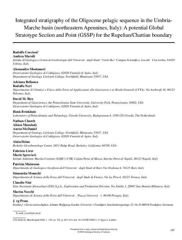 (PDF) Integrated stratigraphy of the Oligocene pelagic sequence in the ...