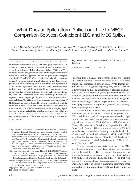 (PDF) What Does an Epileptiform Spike Look Like in MEG? Comparison ...