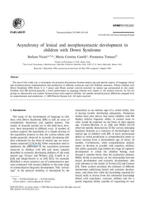 (PDF) Asynchrony of lexical and morphosyntactic development in children ...