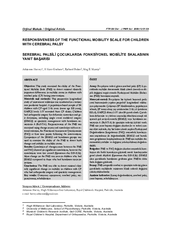 (PDF) Responsiveness of the Functional Mobility Scale for children with ...
