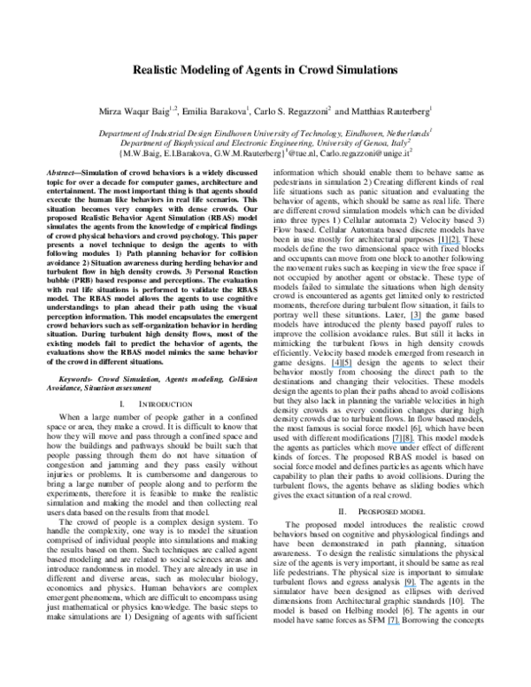 (PDF) Realistic modeling of agents in crowd simulations