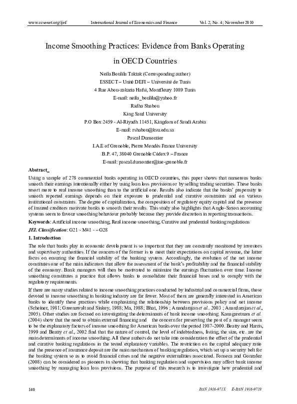 (PDF) Income Smoothing Practices: Evidence from Banks Operating in OECD ...