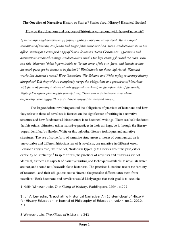 (DOC) The Question of Narrative