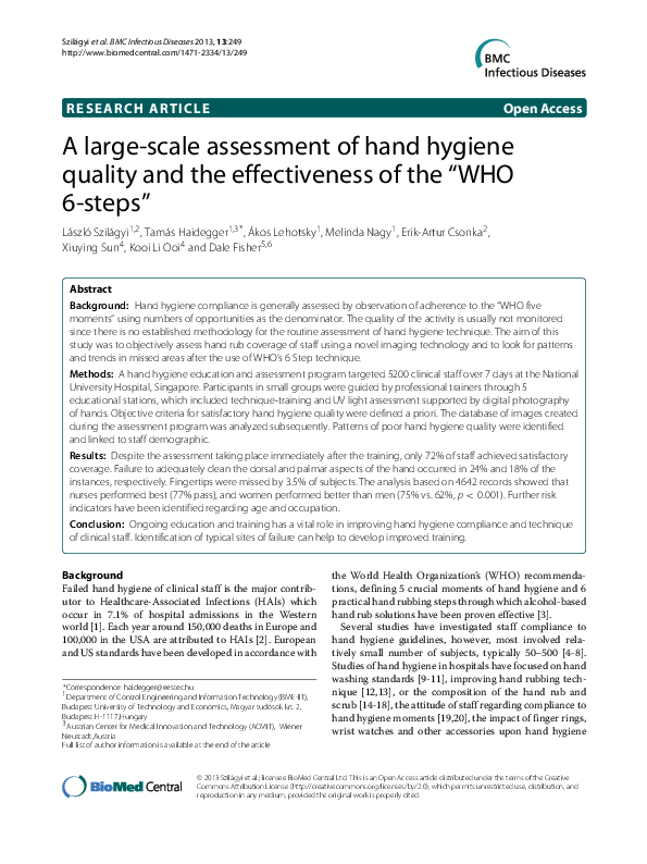 (PDF) A large-scale assessment of hand hygiene quality and the ...