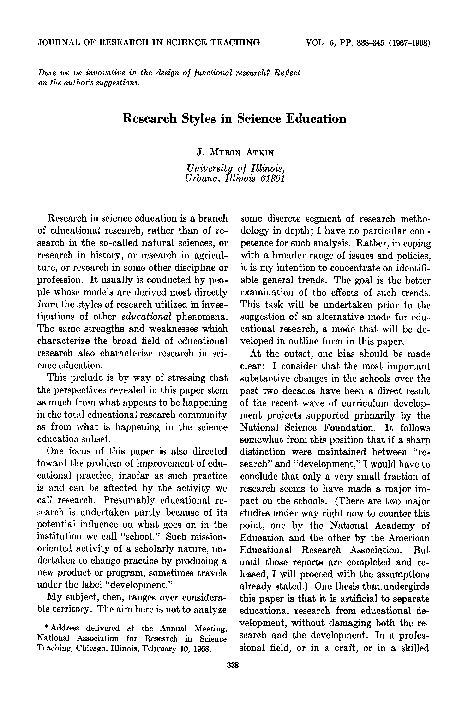 (PDF) Research styles in science education