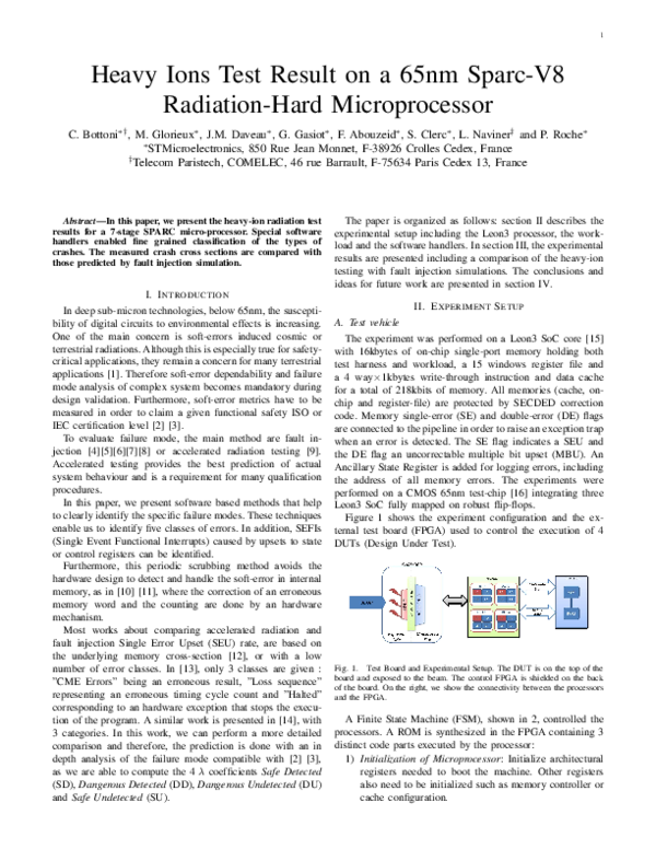 Pdf Heavy Ions Test Result On A 65nm Sparc V8 Radiation Hard Microprocessor 
