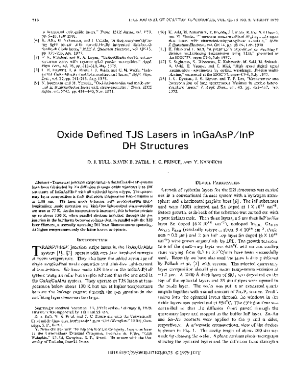 (PDF) Oxide defined TJS lasers in InGaAsP/InP DH structures