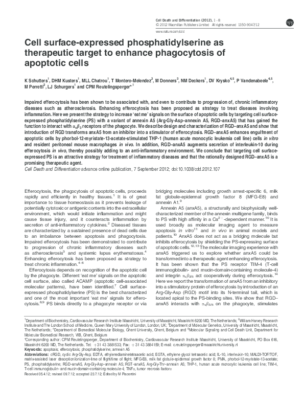 (PDF) Cell surface-expressed phosphatidylserine as therapeutic target ...