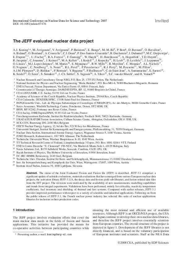 Pdf The Jeff Evaluated Nuclear Data Project