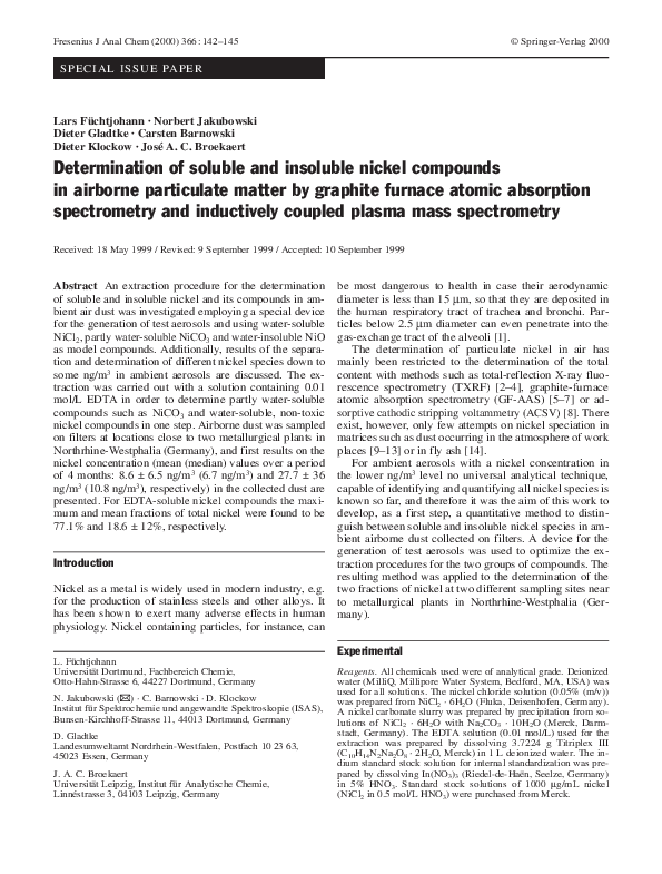 (PDF) Determination of soluble and insoluble nickel compounds in ...