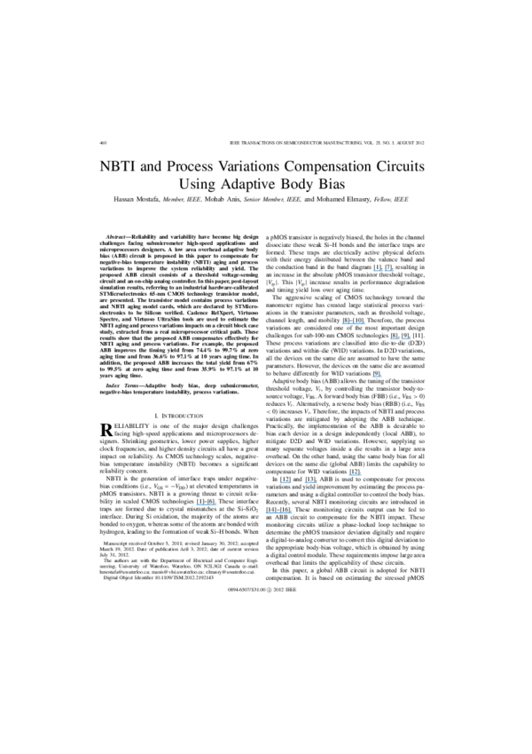 (PDF) NBTI and Process Variations Compensation Circuits Using Adaptive ...
