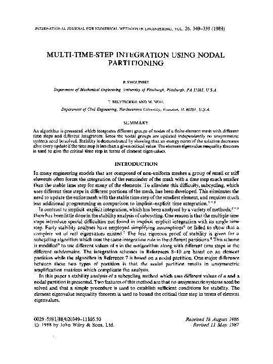 (PDF) Multi-time-step integration using nodal partitioning