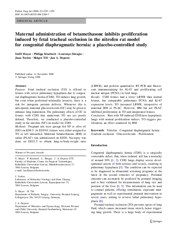 (PDF) Maternal administration of betamethasone inhibits proliferation ...