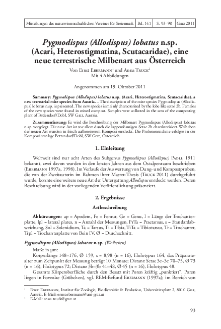 (PDF) Pygmodispus (A.) lobatus n.sp. (Acari, Heterostigmatina ...