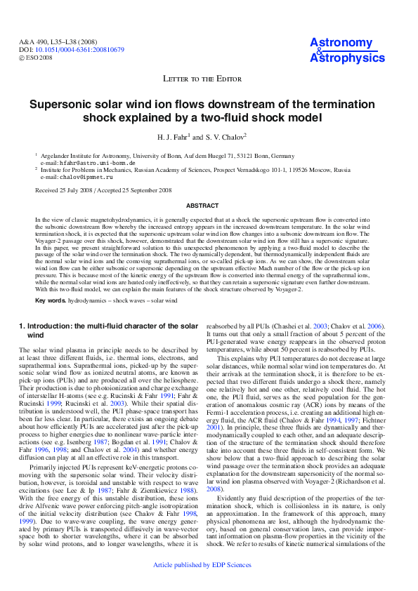 (PDF) Supersonic solar wind ion flows downstream of the termination ...