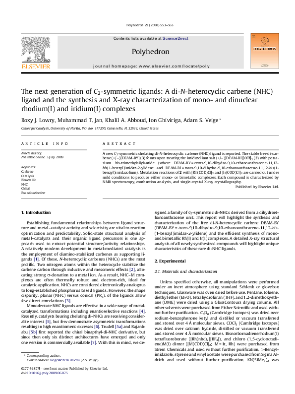 (PDF) The next generation of C2-symmetric ligands: A di-N-heterocyclic carbene (NHC) ligand and ...