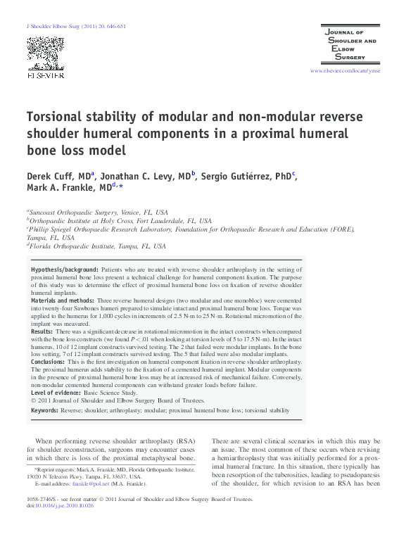 (PDF) Torsional stability of modular and non-modular reverse shoulder ...