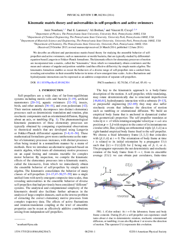 (PDF) Kinematic matrix theory and universalities in self-propellers and ...