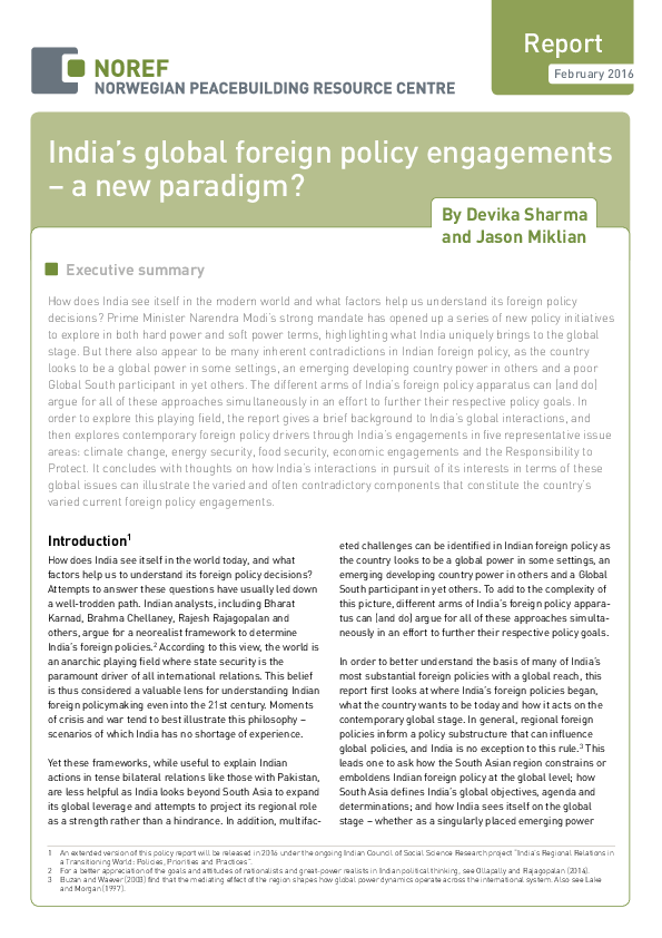 (PDF) India’s global foreign policy engagements – a new paradigm?