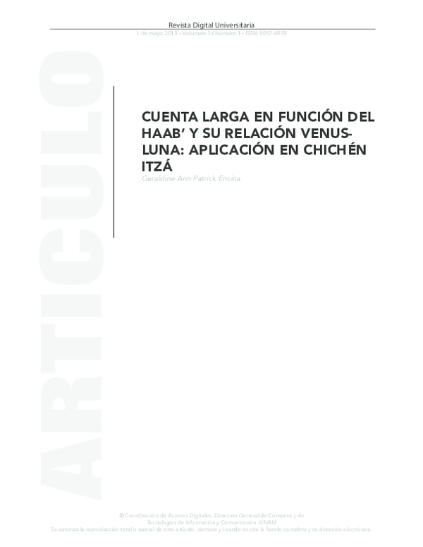 (PDF) Cuenta Larga en función del Haab' y su relación Venus-Luna ...