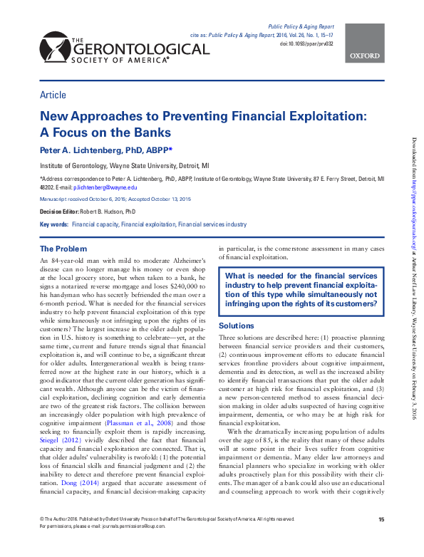 (PDF) New Approaches to Preventing Financial Exploitation: A Focus on ... (PDF) New Approaches to Preventing Financial Exploitation: A Focus on ...