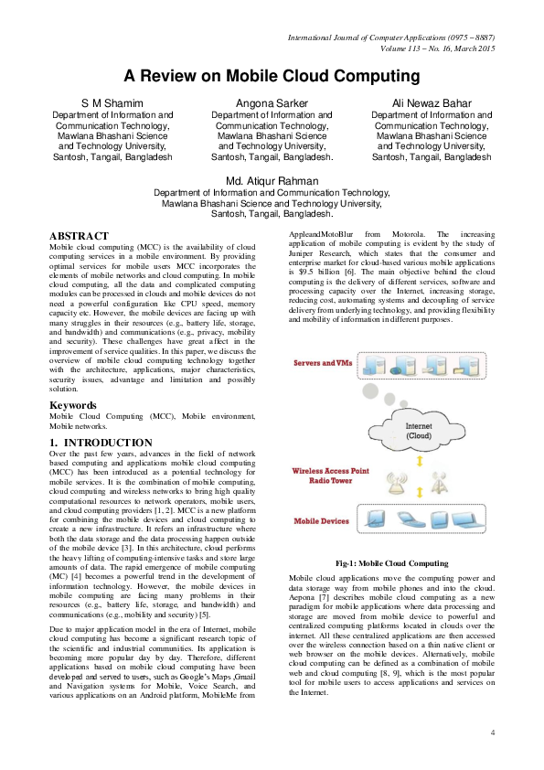 (PDF) A Review on Mobile Cloud Computing