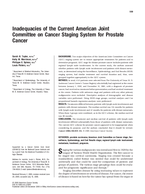 (PDF) Inadequacies of the current American Joint Committee on cancer ...