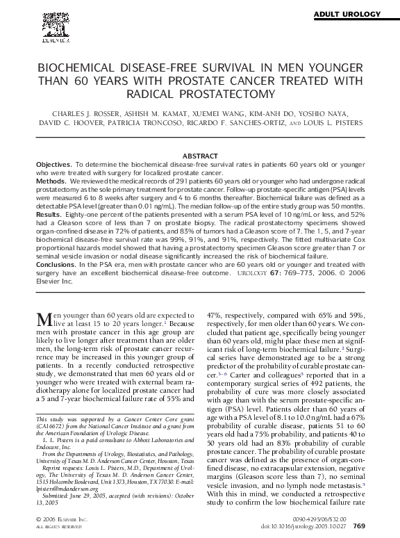 (PDF) Biochemical disease-free survival in men younger than 60 years ...