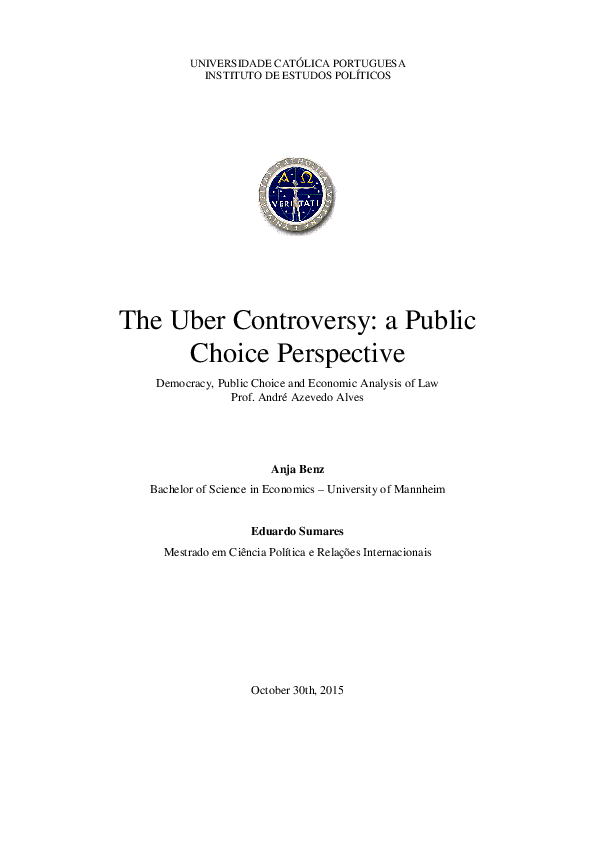 (PDF) The Uber Controversy: a Public Choice Perspective