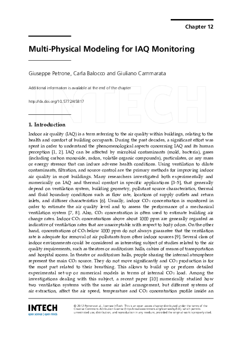 (PDF) Multi-Physical Modeling for IAQ Monitoring