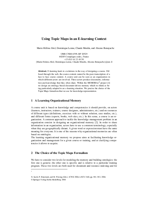(PDF) Using Topic Maps in an E-learning Context