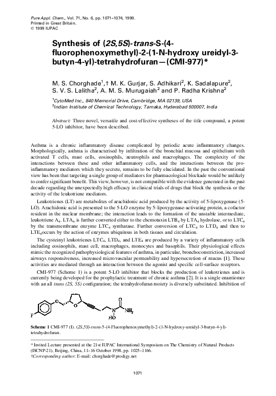 (PDF) Synthesis of (2S, 5S)- trans-5-(4- fluorophenoxymethyl) -2-(1-N ...