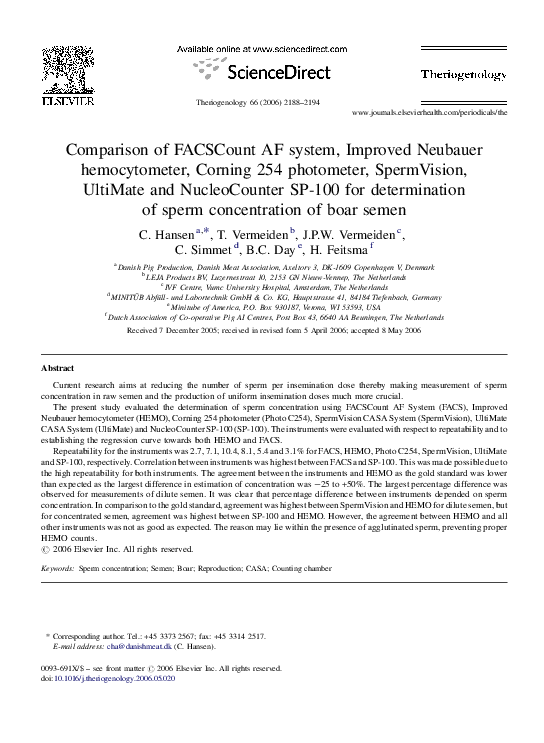 (PDF) Comparison of FACSCount AF system, Improved Neubauer ...