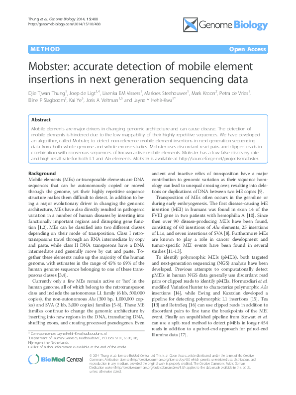 (PDF) Mobster: accurate detection of mobile element insertions in next generation sequencing data