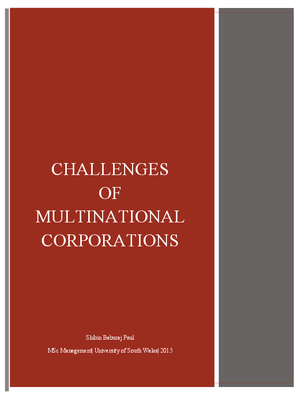 (PDF) CHALLENGES OF MULTINATIONAL CORPORATIONS