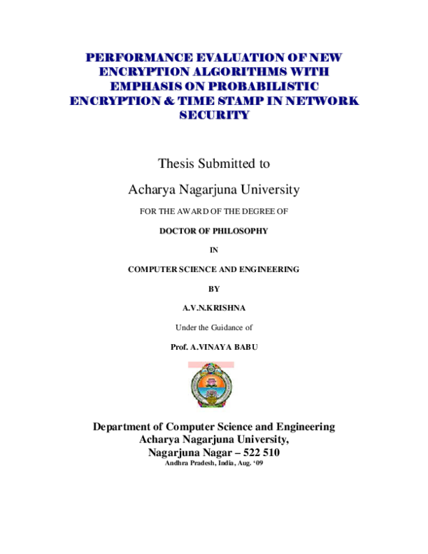 (PDF) PERFORMANCE EVALUATION OF NEW ENCRYPTION ALGORITHMS WITH EMPHASIS ON PROBABILISTIC ...