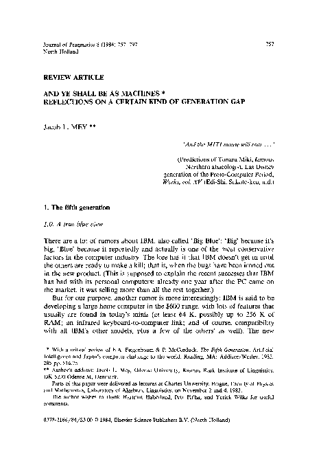 (PDF) And ye shall be as machines | Jacob L. Mey - Academia.edu