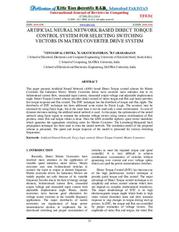 (PDF) Artificial neural network based direct torque control of induction motor drives