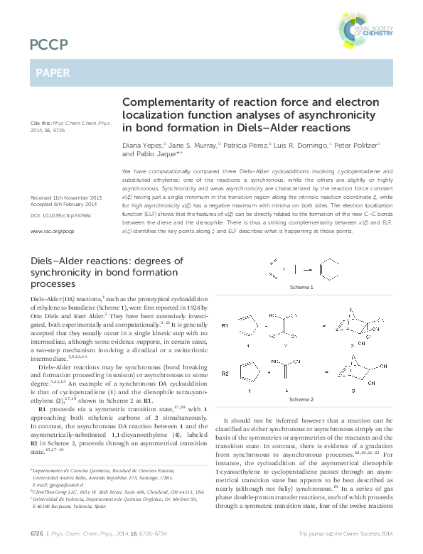 (PDF) Complementarity of reaction force and electron localization ...