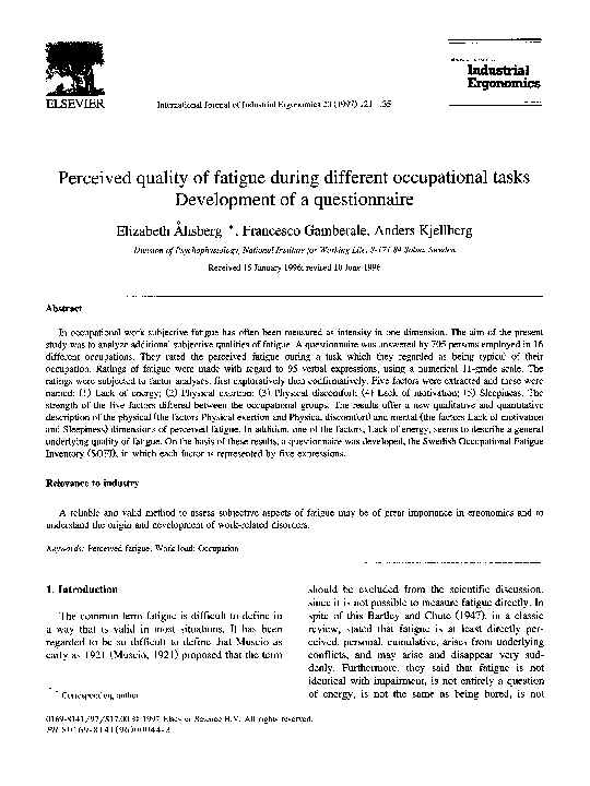 (PDF) Perceived quality of fatigue during different occupational tasks ...
