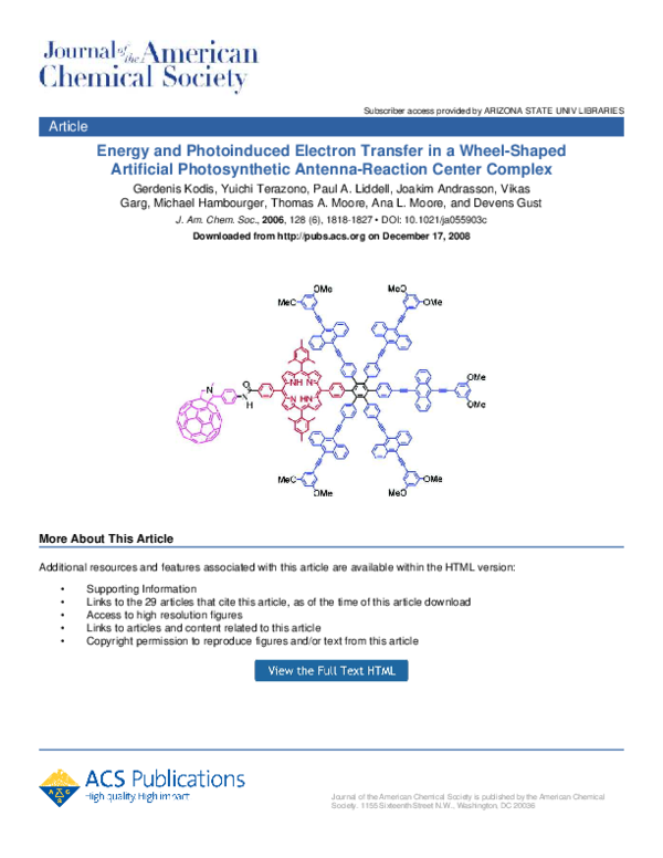 (PDF) Energy and Photoinduced Electron Transfer in a Wheel-Shaped ...