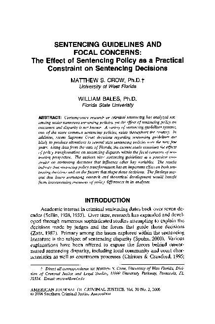 (PDF) Sentencing Guidelines and focal concerns: The effect of ...